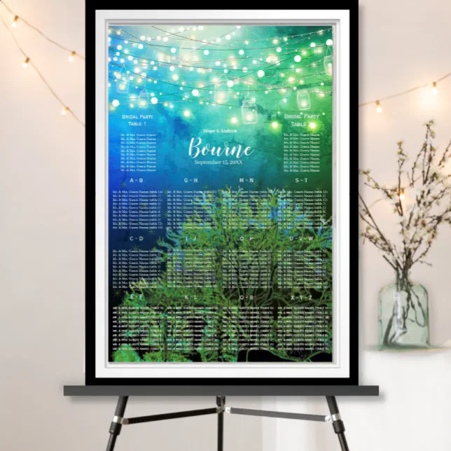 Fairy Tale Forest Blue Green Tree Seating Chart | Zazzle