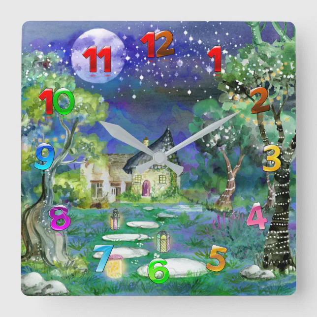 Fairy Tale Motif, Customizable Square Wall Clock | Zazzle