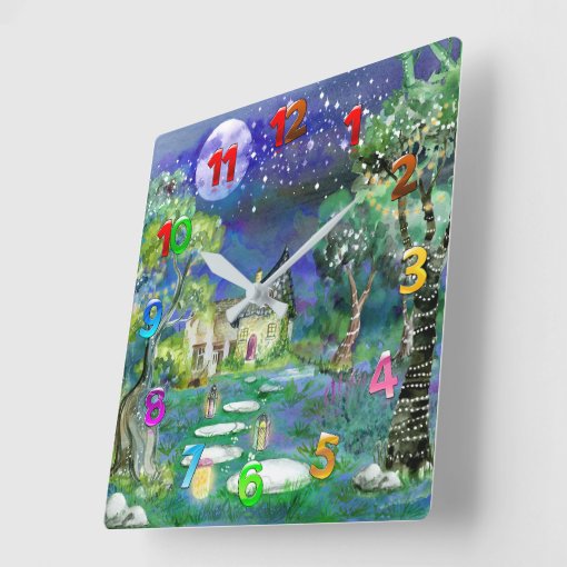 Fairy Tale Motif, Customizable Square Wall Clock | Zazzle