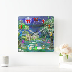 Fairy Tale Motif, Customizable Square Wall Clock | Zazzle