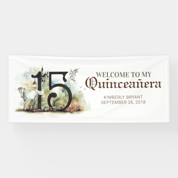 Fairy Tale Quinceanera 15th Birthday Banner | Zazzle