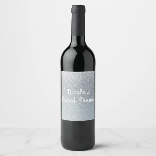 Fairy Tale Silver Glitter Glam Party Wine Labels | Zazzle