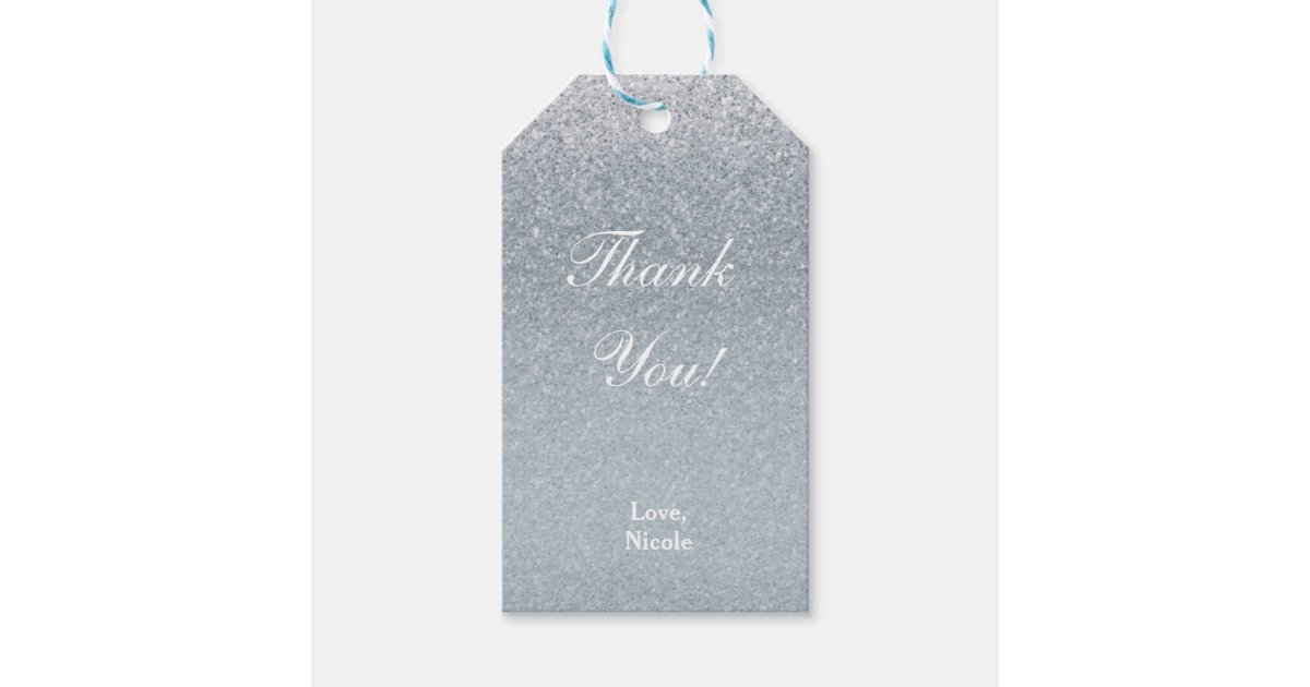 Fairy Tale Silver Glitter Sparkle Party Favor Glam Gift Tags | Zazzle