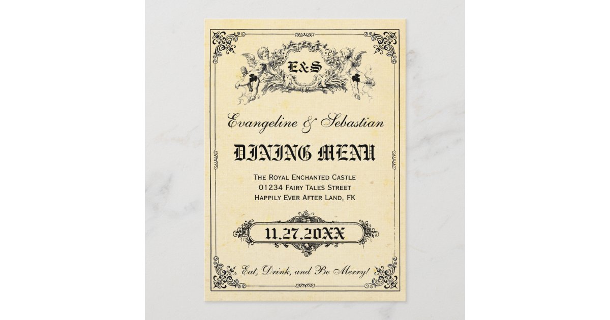 Fairy Tale Storybook Wedding Menu Cards | Zazzle