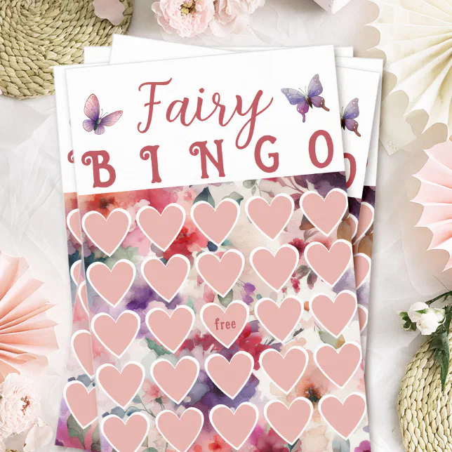 Fairy Themed Birthday Party Bingo Card Game Flyer | Zazzle
