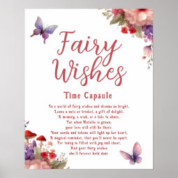 Fairy Wishes First Birthday Time Capsule Sign | Zazzle