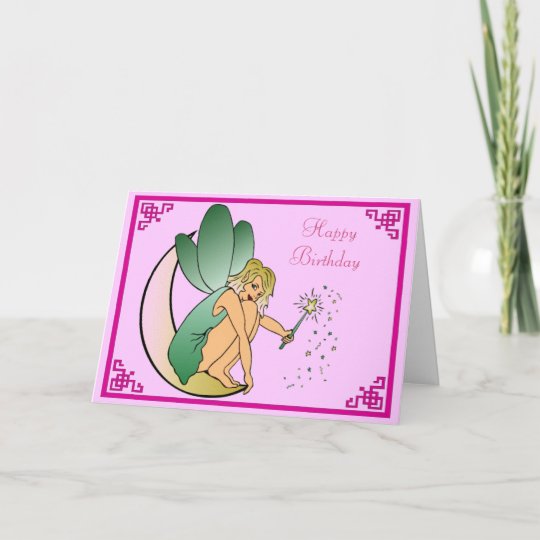 Fairy with Magic Wand Pixie Dust Happy Birthday Card | Zazzle.com