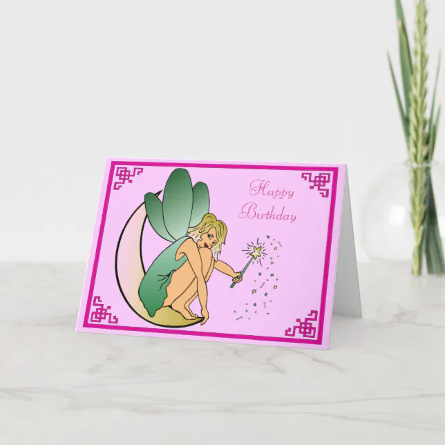 Fairy with Magic Wand Pixie Dust Happy Birthday Card | Zazzle