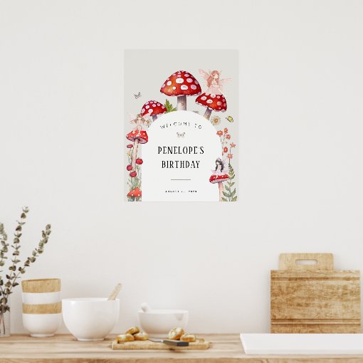 Fairy Woodland Birthday Welcome Poster | Zazzle