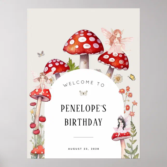 Fairy Woodland Birthday Welcome Poster | Zazzle
