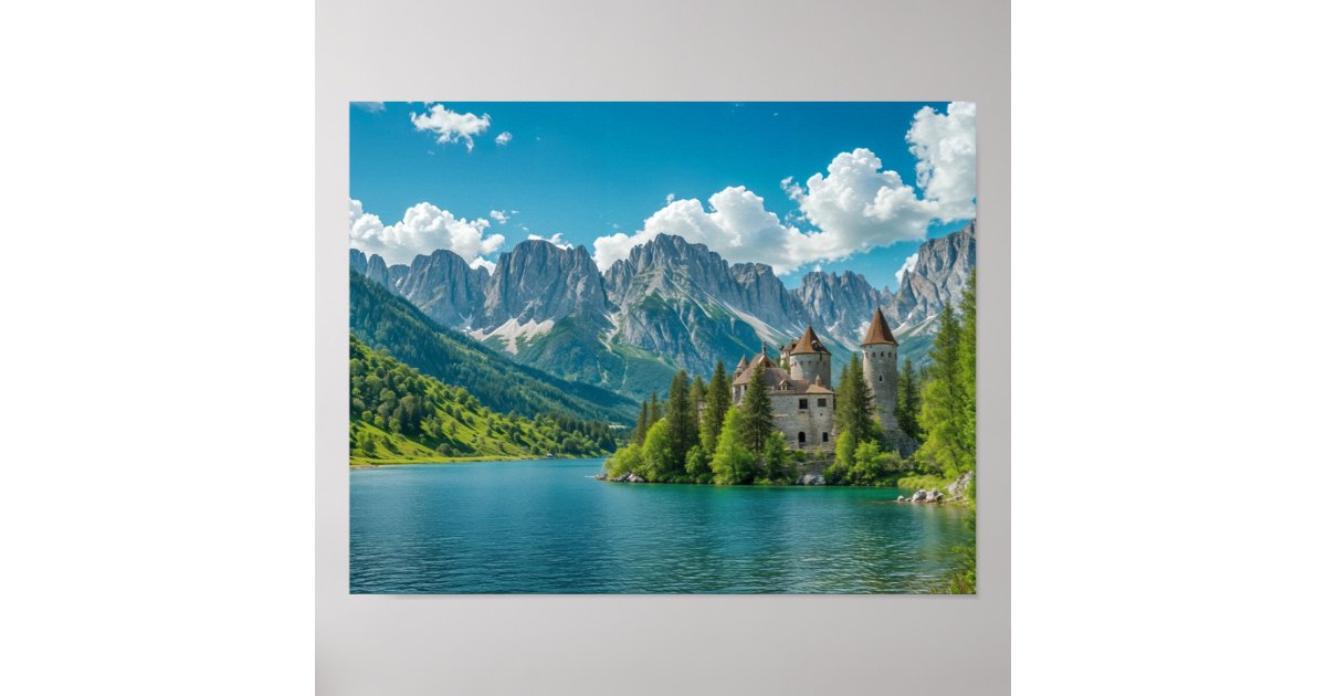 Fairytale Castle at the Foot of the Mountain. Art Poster | Zazzle