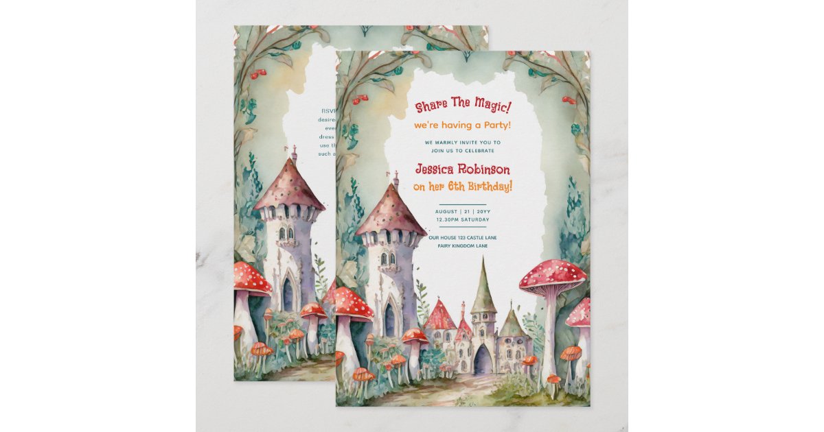 Fairytale Castle Fairycore Princess Birthday Girl Invitation | Zazzle
