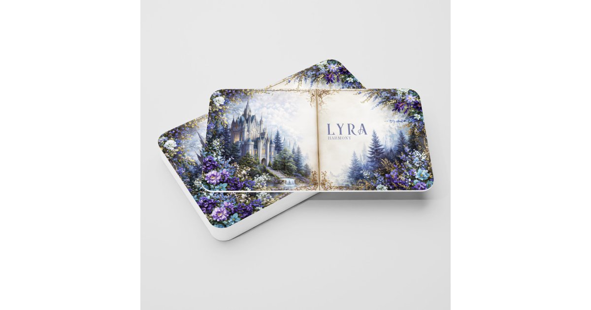 Fairytale Castle Purple Floral Open Storybook Business Card | Zazzle