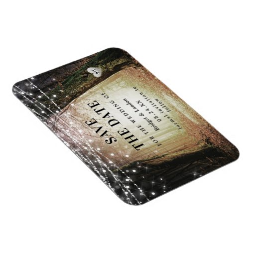 Fairytale Enchanted Forest Golden Save The Date Magnet | Zazzle