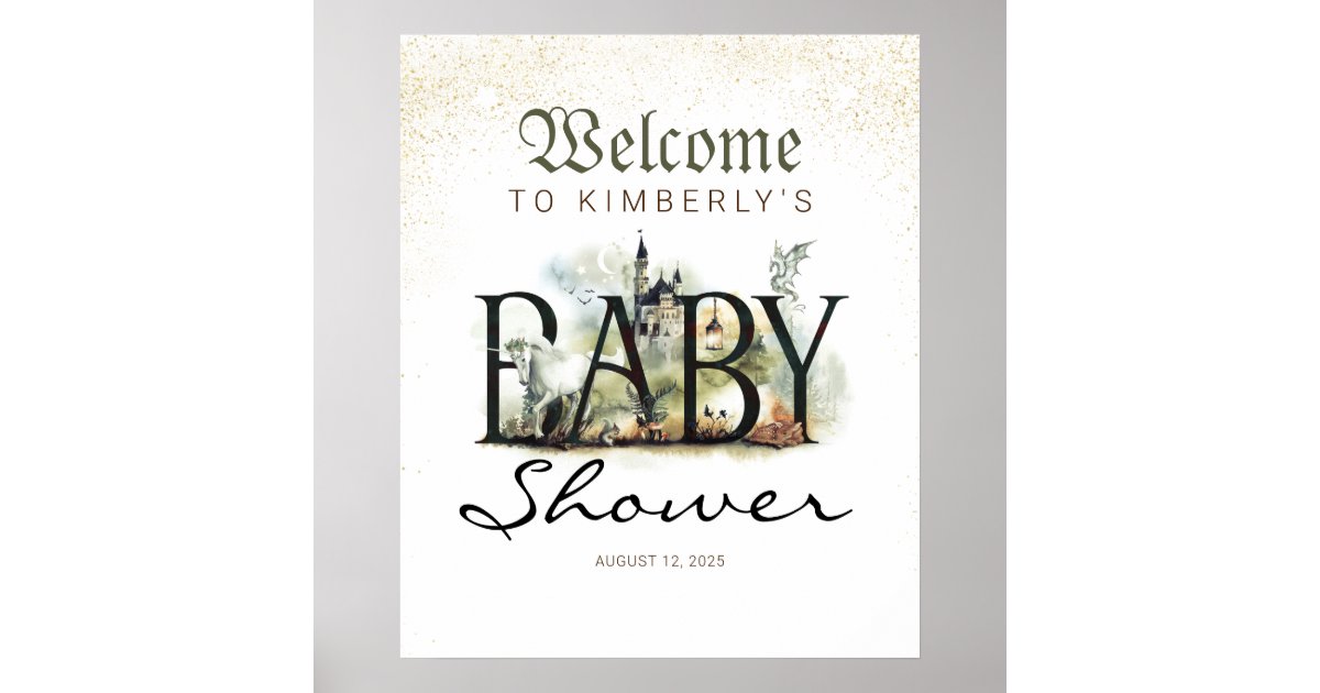Fairytale Fantasy Baby Shower Welcome Sign | Zazzle