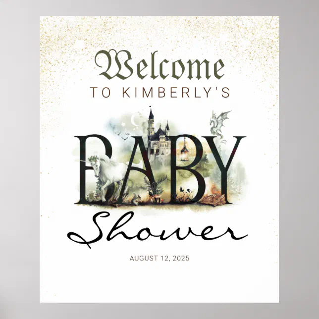 Fairytale Fantasy Baby Shower Welcome Sign | Zazzle