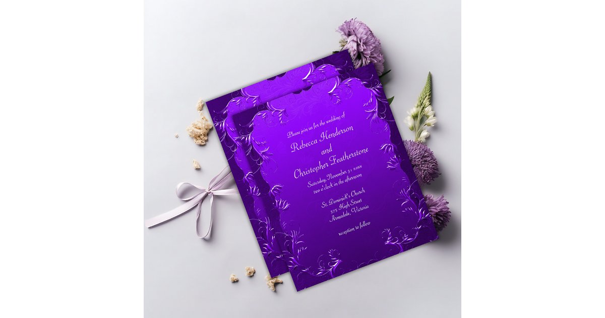 Fairytale Flourish Purple Wedding Invitation Flyer | Zazzle
