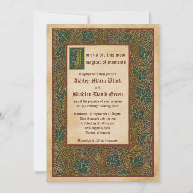 Fairytale Medieval Illuminated Manuscript Wedding Invitation | Zazzle