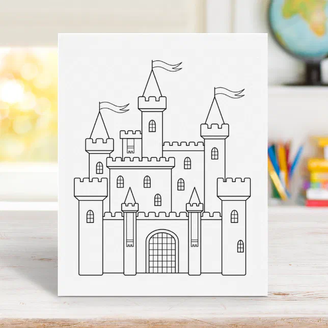 Fairytale Medieval Royal Castle Coloring Page Poster | Zazzle