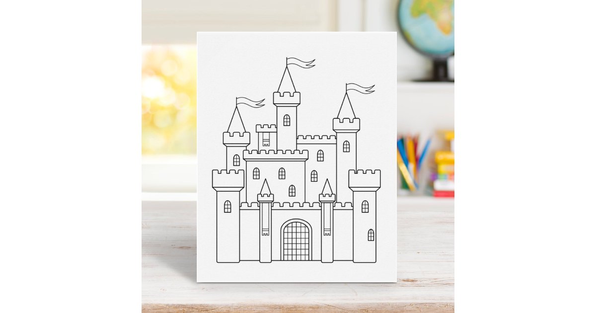 Fairytale Medieval Royal Castle Coloring Page Poster | Zazzle
