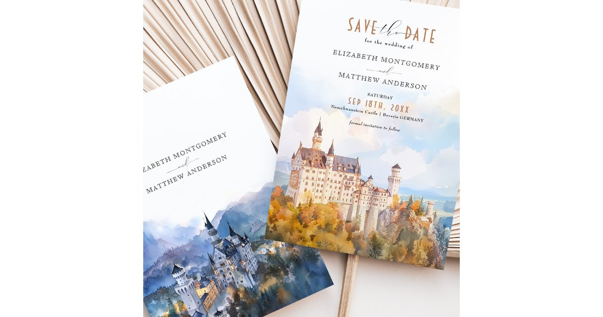 Fairytale Neuschwanstein Castle Save the Date Card | Zazzle