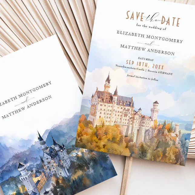 Fairytale Neuschwanstein Castle Save the Date Card | Zazzle