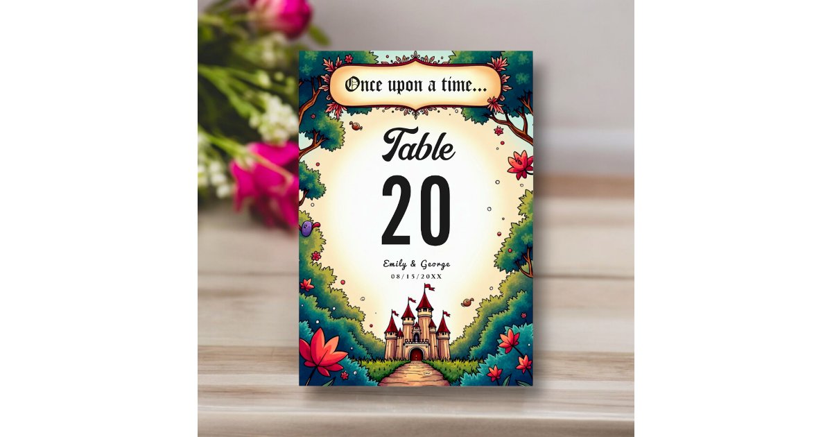Fairytale Once Upon A Time Castle Woodland Wedding Table Number | Zazzle