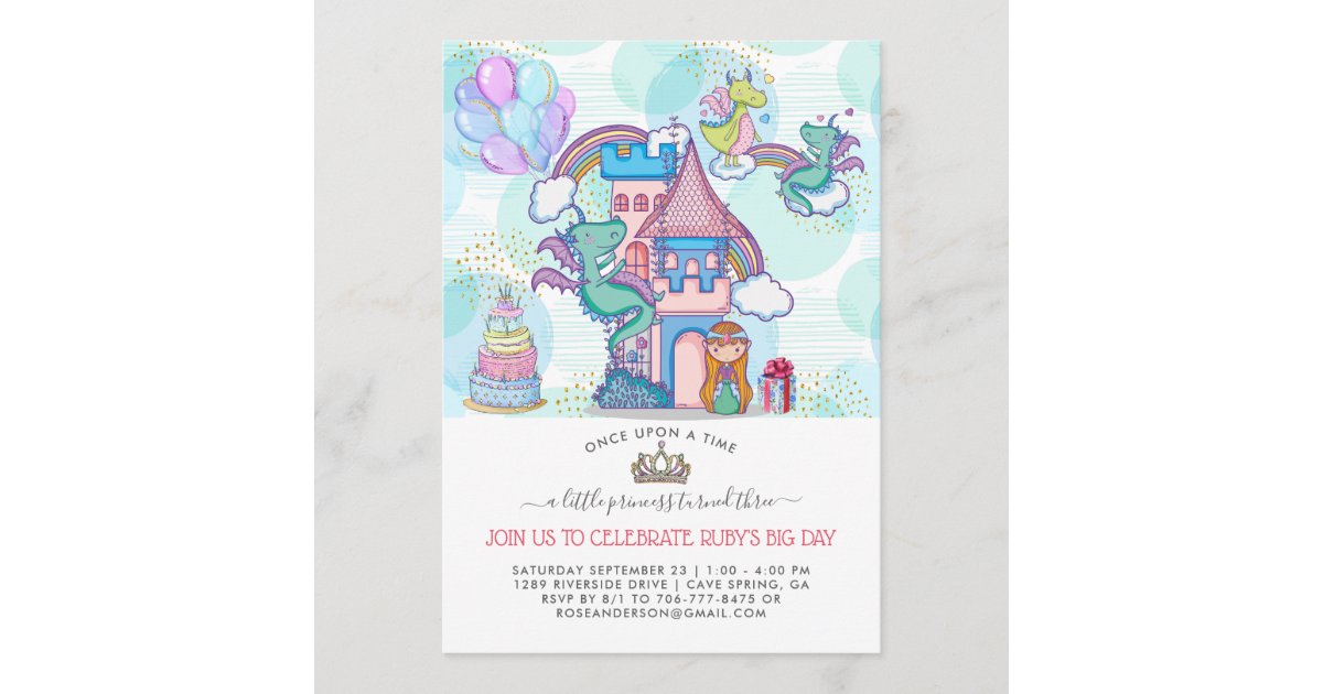 Fairytale Party Invitation | Princess & Dragons | Zazzle.com