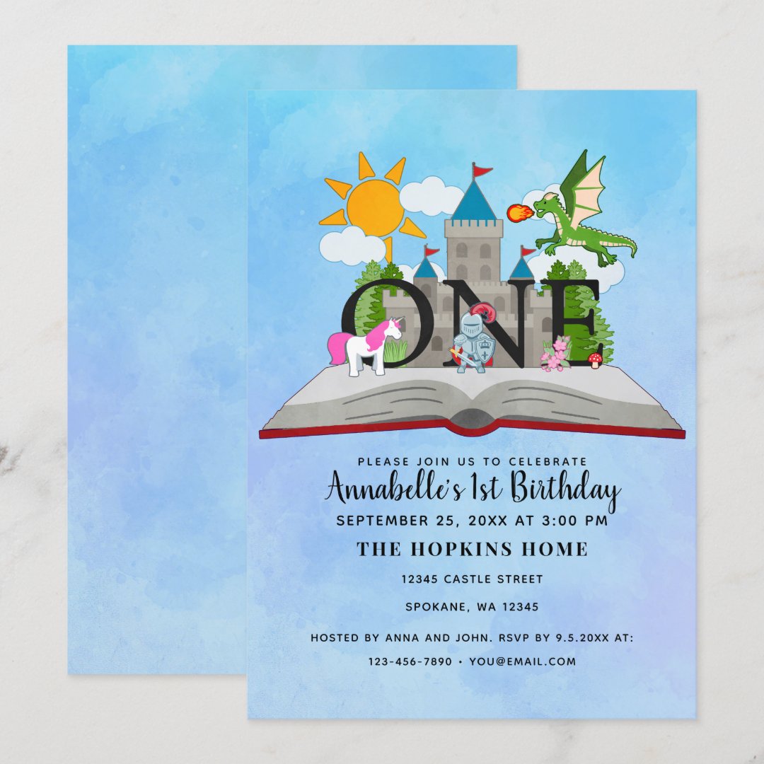 Fairytale Pop Up Book Kids First Birthday Invitation | Zazzle