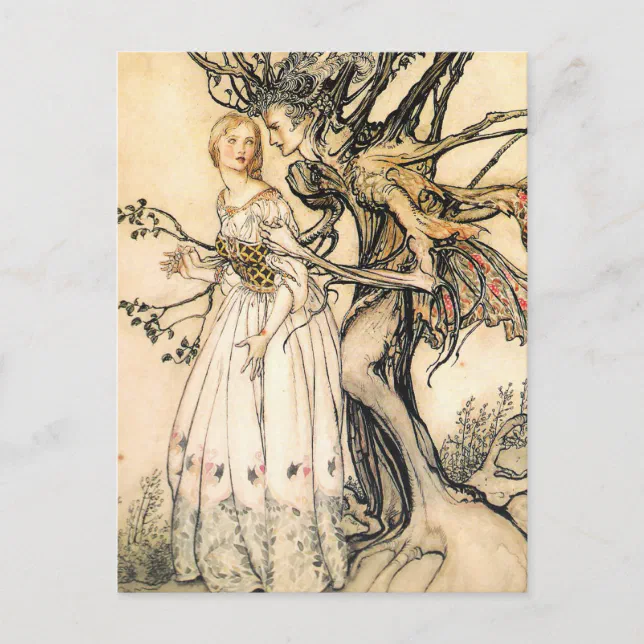 Fairytale Princess and Tree Elf Postcard | Zazzle