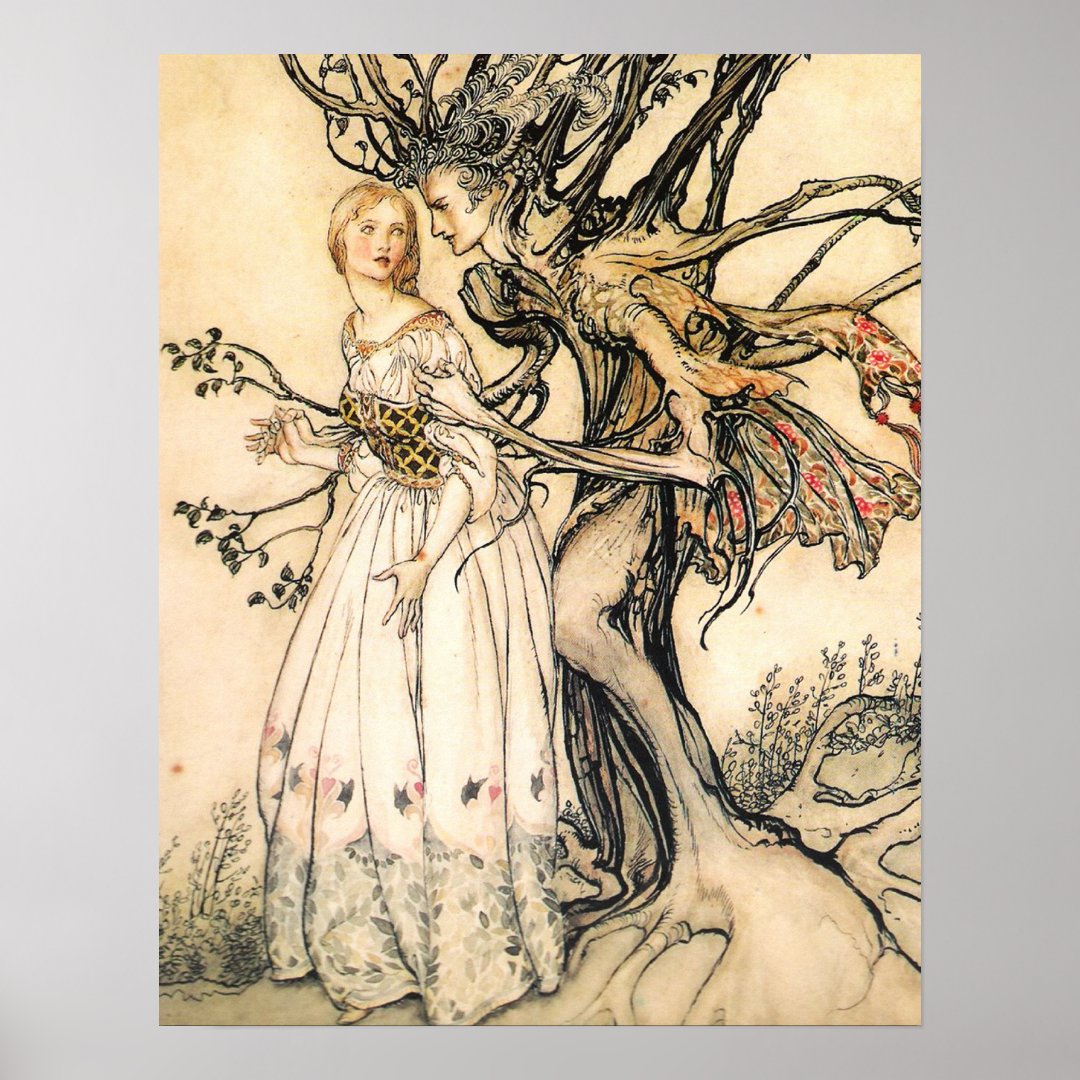 Fairytale Princess and Tree Elf Poster | Zazzle