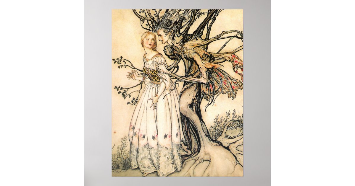 Fairytale Princess and Tree Elf Poster | Zazzle