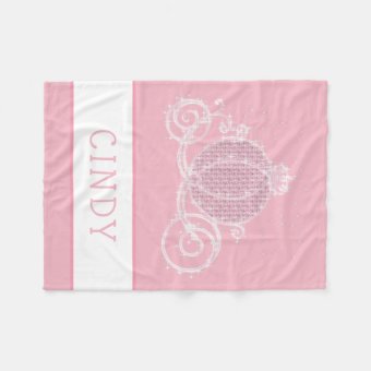 Fairytale Princess Coach Personalized Pink Girls Fleece Blanket | Zazzle