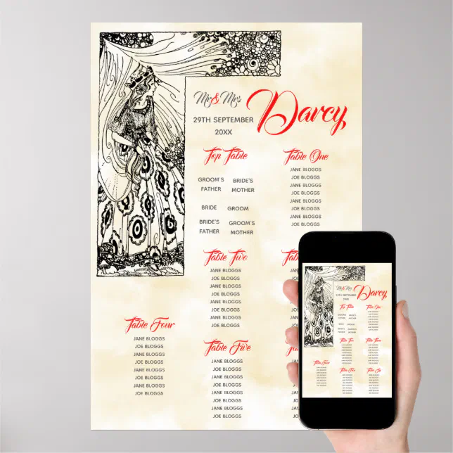 Fairytale Princess Seating Chart with Top Table | Zazzle