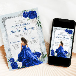 Fairytale Royal Blue Castle Elegant Quinceañera Invitation | Zazzle