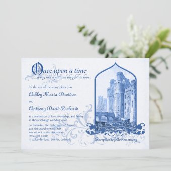 Fairytale Royal Blue Castle Once Upon Wedding Invitation | Zazzle