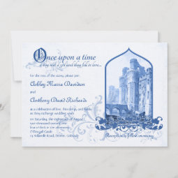 Fairytale Royal Blue Castle Once Upon Wedding Invitation | Zazzle