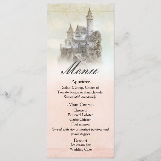 Fairytale Storybook Castle Wedding Menu Card | Zazzle.com