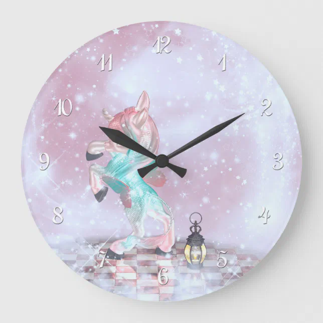 Fairytale Unicorn Large Clock | Zazzle