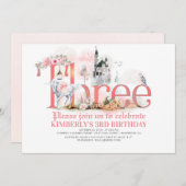 Fairytale Unicorn Princess Castle 3rd Birthday Invitation | Zazzle