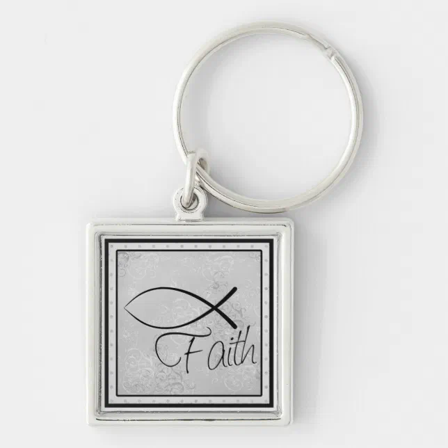 Faith and Jesus Fish (Ichthus) Keychain | Zazzle