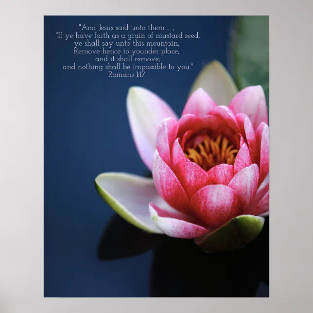 Faith Bible Verse Inspirational Water Lily Poster | Zazzle
