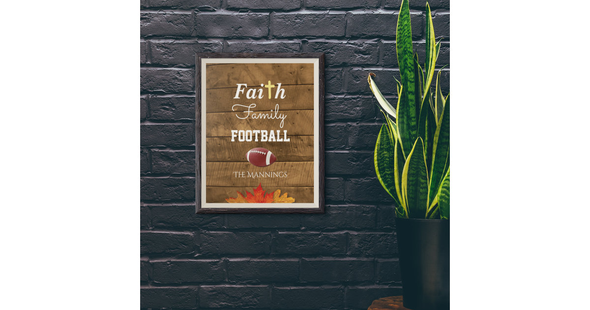 Faith Family Football Personalized Rustic Sign | Zazzle