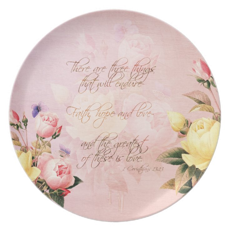 Faith Hope and Love Roses Plate | Zazzle