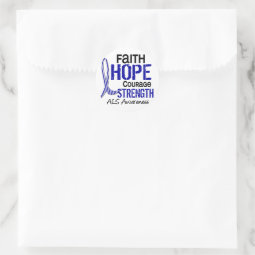 FAITH HOPE COURAGE ALS CLASSIC ROUND STICKER | Zazzle