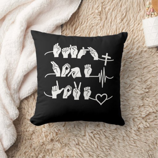 Faith Hope Love ASL American Sign Language Throw Pillow | Zazzle