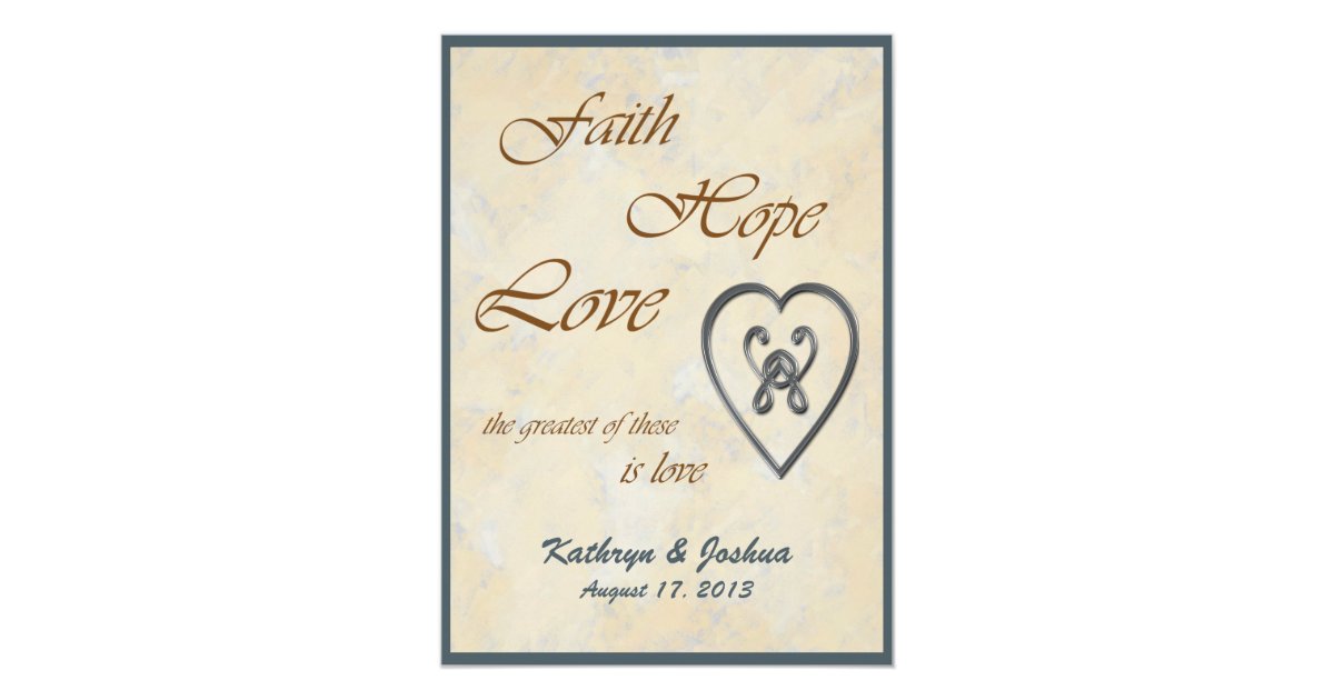 Faith Hope Love Blue Heart Wedding Invitation | Zazzle.com