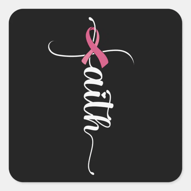 Faith Hope Love Breast Cancer Awareness Christian Square Sticker | Zazzle