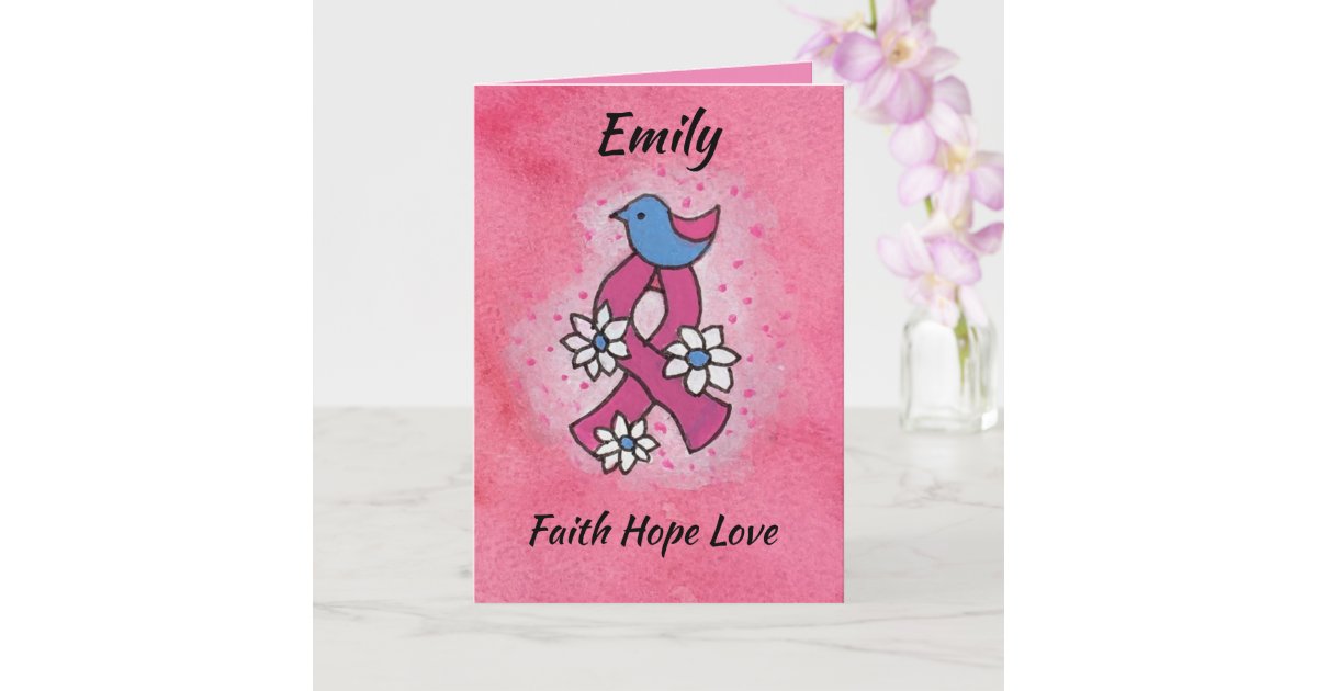 Faith Hope Love Breast Cancer Pink Ribbon Card | Zazzle