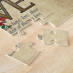 Faith Hope Love Christian Bible Verse Jigsaw Puzzle | Zazzle